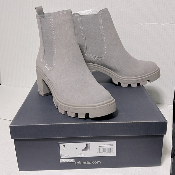 Splendid | Shoes | Melisa Women Leather Suede Chelsea Block Heel Boots ...